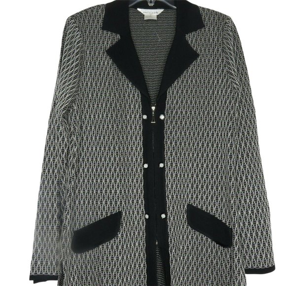 Misook | Sweaters | Exclusively Misook Woman Black White Acrylic Zip Up ...